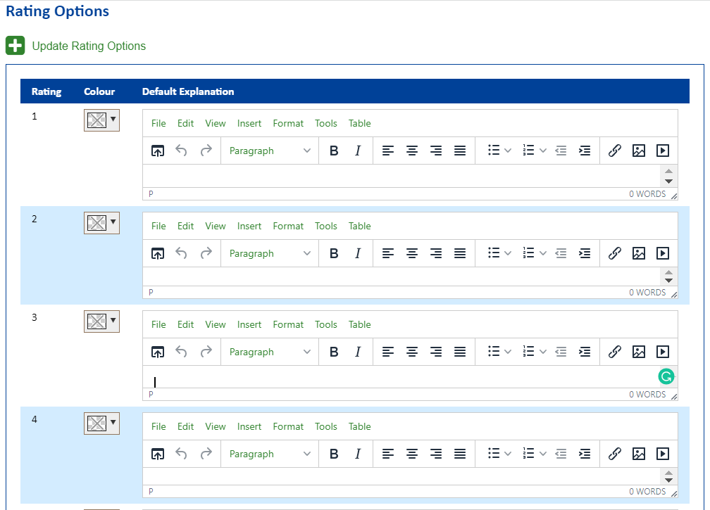 How to set up Rating Options