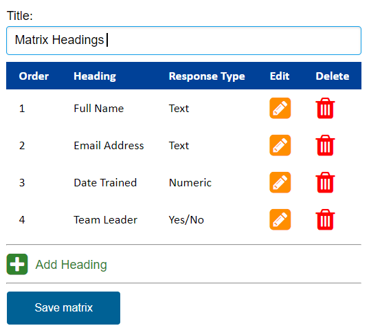 How to create a Matrix Heading